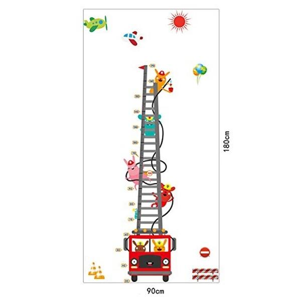 Cartoon Fire Truck Fireman Height Chart Decals 23 x 34 Wall Vinyl - Bed ...