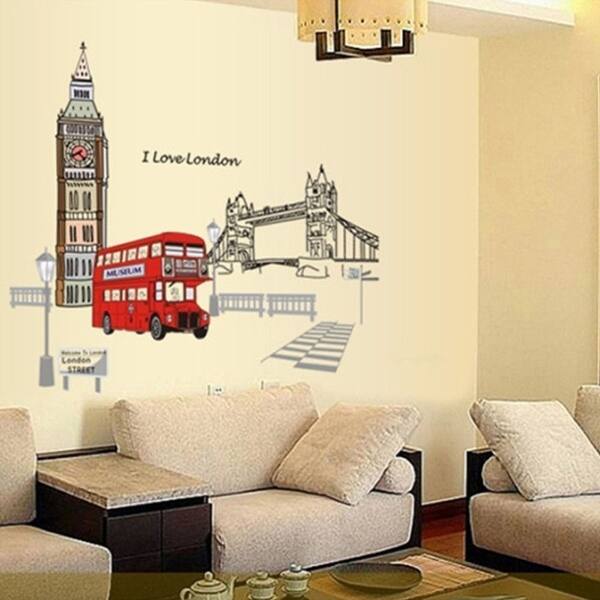 London Big Ben Tower Bridge Wall Decals 35 x 23 Wall Vinyl - Bed Bath ...