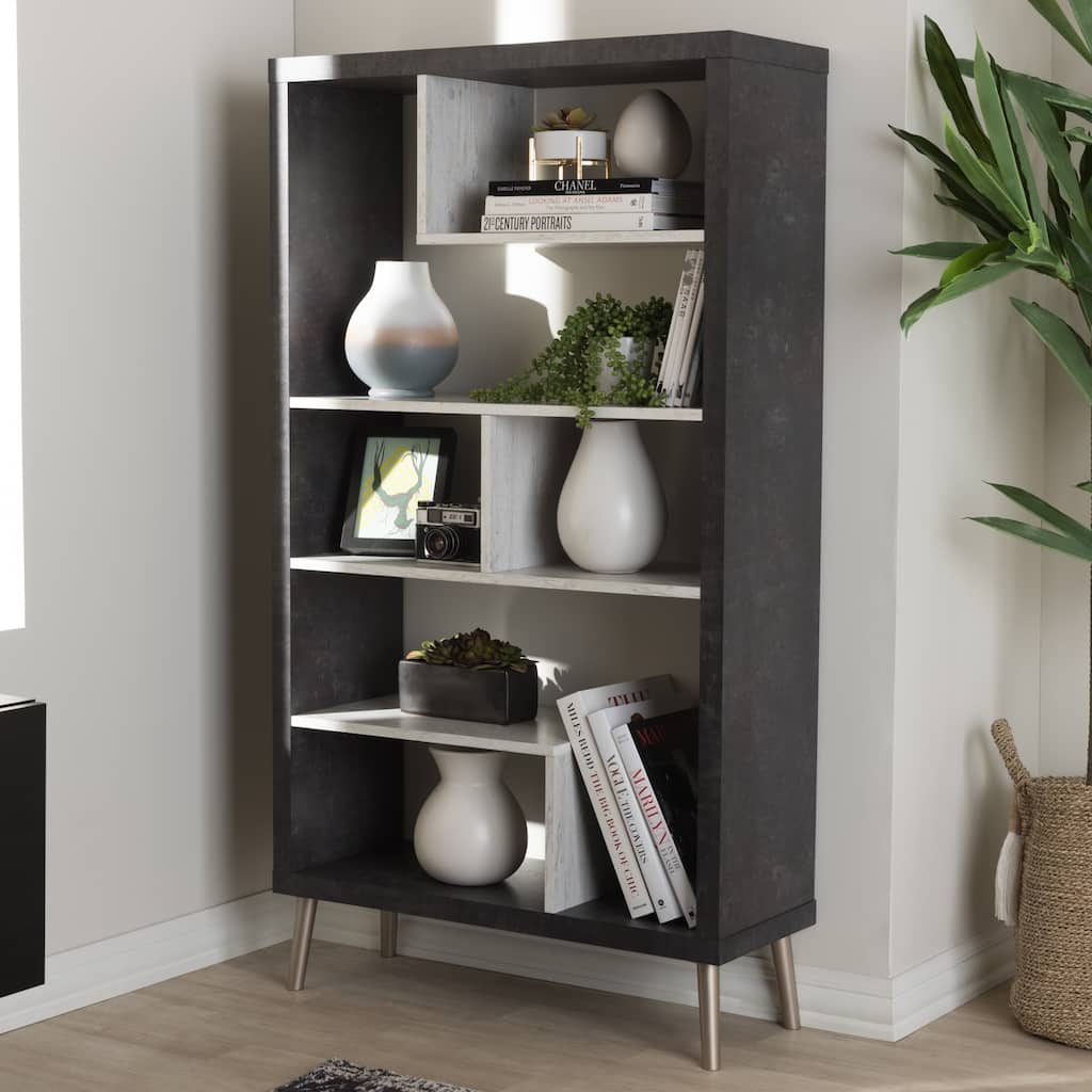 Contemporary Dark Grey and Light Grey Display Shelf by Baxton Studio ...