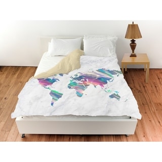 Oliver Gal 'Mapamundi Holo Marble'Duvet Cover - Bed Bath & Beyond ...