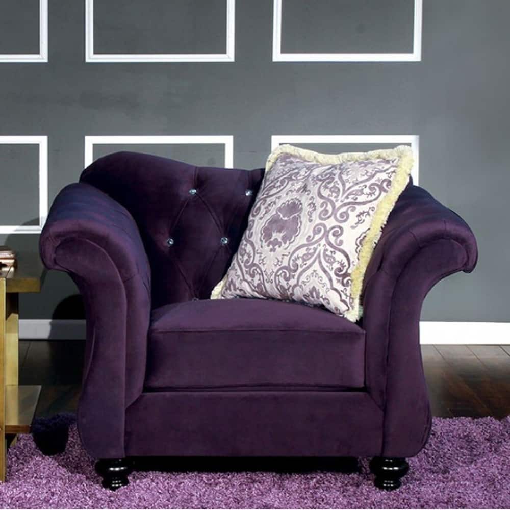 Antoinette Chesterfield Inspired Design Purple Chair - Overstock - 18232078