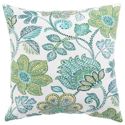 Indoor/ Outdoor Tania Floral Turquoise/ Green 18-inch Throw Pillow ...