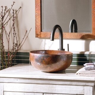 Maestro Petit Tempered Copper Vessel Round Bathroom Sink - Bed Bath ...