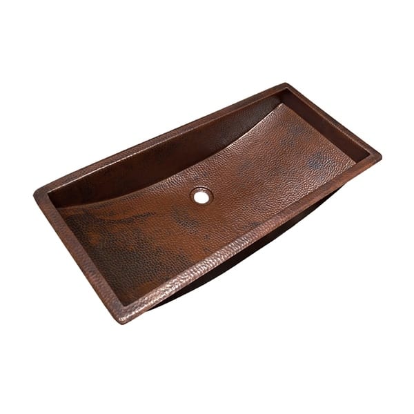 Trough Antique Copper 30-inch Undermount/ Drop-in Rectangular Bathroom ...