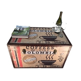 Colombia Coffee Wood Storage Trunk Wooden Treasure Chest Set of 2 - Bed ...
