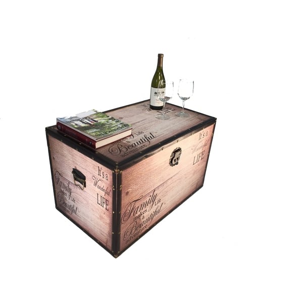 Beautiful Family Large Wood Storage Trunk Wooden Treasure Chest - Bed ...