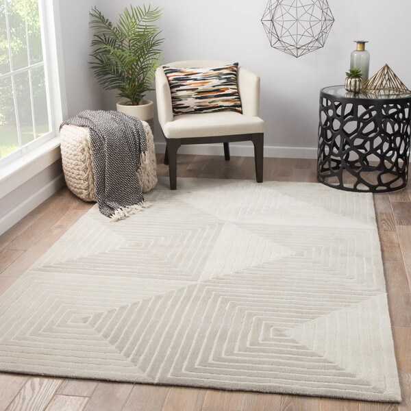 Shop Juniper Home Zaydan Geometric Grey/ Cream Handmade Area Rug - 9' x ...