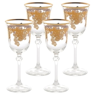 Set of 4 Embellished 24K Gold Crystal White Wine Goblets-Made In Italy ...