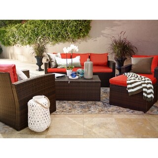 Rio 5 Piece All-Weather Wicker Conversation set with Storage and ...