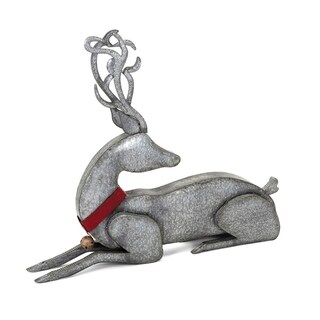 Homestead Christmas Laying Galvanized Reindeer - Gray - Benzara - Bed ...