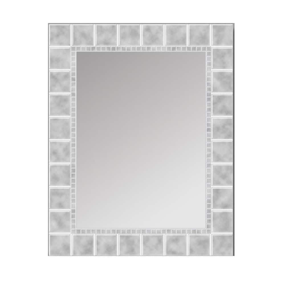 Headwest Large Glass Block Wall Mirror - Off-White - 24 X 36 ...