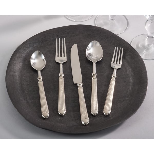Ribbed Design Texture Stainless Steel Flatware - Set of 5 - Silver - On ...