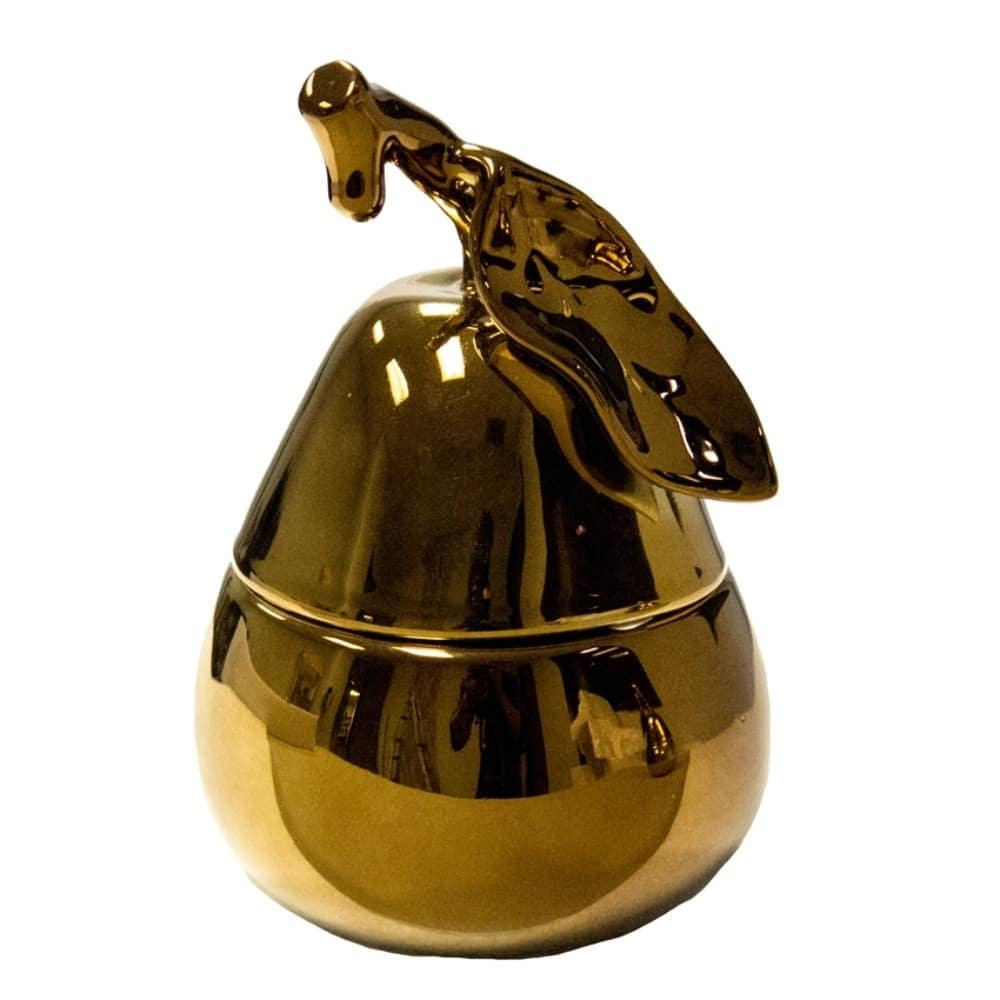 Decorative Ceramic Pear Box, Bronze - Overstock - 18522663