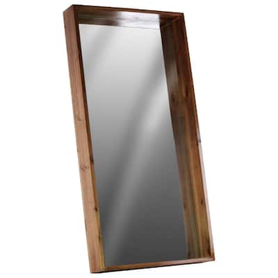 Rectangular Wall Mirror with Protruding Frame- Large- Brown - Overstock ...