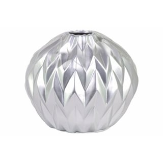 Ceramic Round Low Vase with Round Lip- Silver - Bed Bath & Beyond ...
