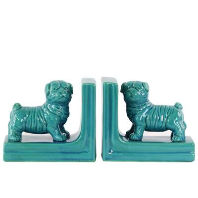 Attentive British Bulldog Figurine Bookend Assortment Of 2- Blue ...