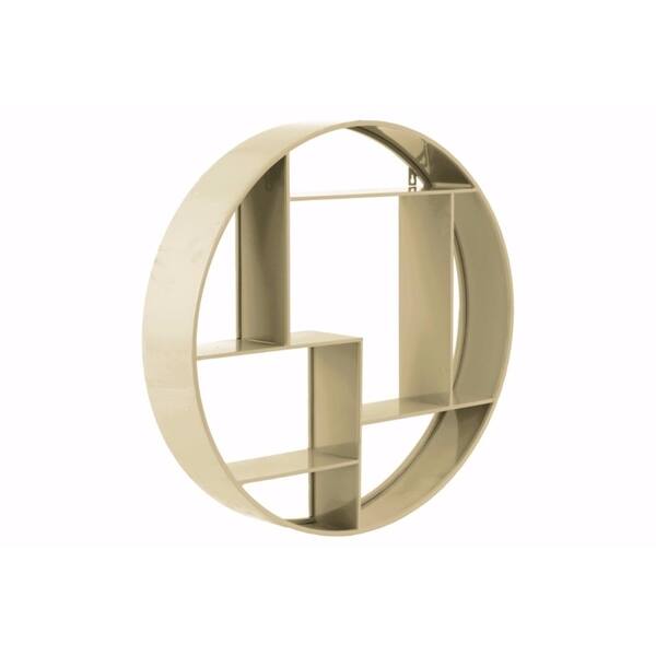 Round Wall Shelf with 7 Slots and 2 Keyhole Hangers- Gold - Bed Bath ...