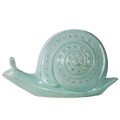 Ceramic Snail Figurine Large Blue - Overstock - 18524301