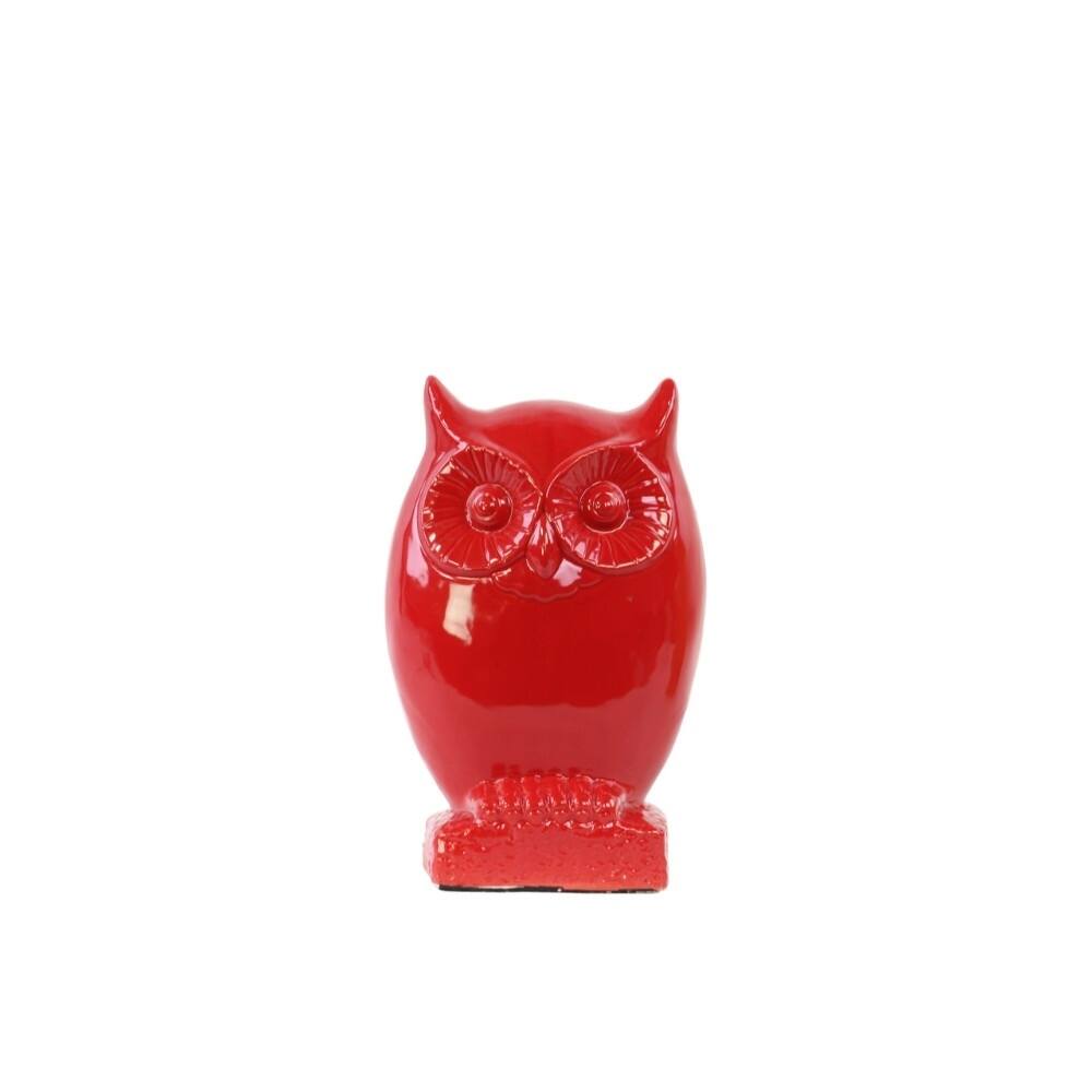 Owl Figurine on Base Small - Red - Overstock - 18524526