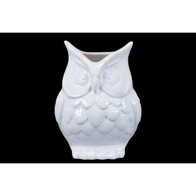 Owl Figurine/Vase Gloss Finish - Small - White - Overstock - 18524556