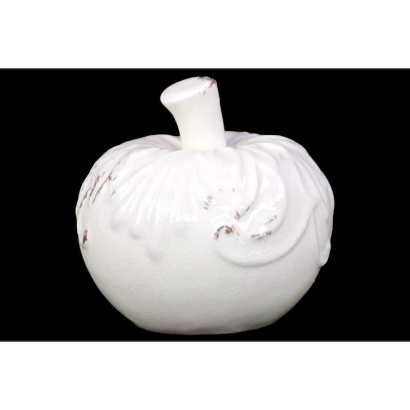Small Juicy Apple Figurine With Embossed Leaf Design - White ...