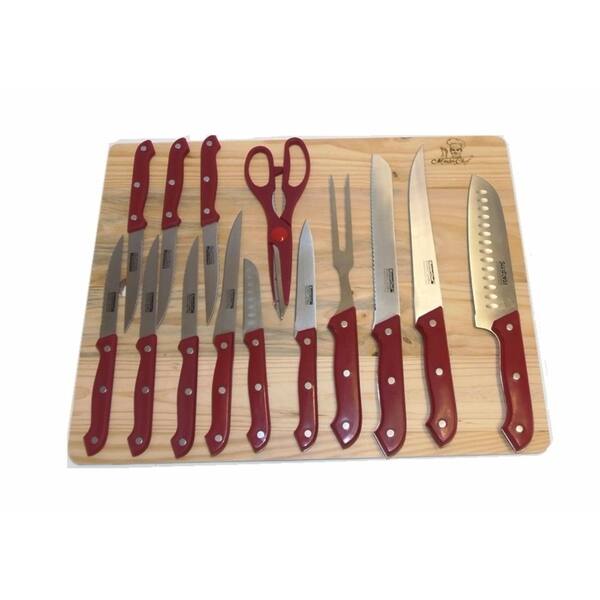 15-pc Red Knife Set with Cutting Board - Bed Bath & Beyond - 18528070