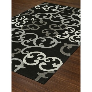 Addison Taylor Modern Night Black/Grey Iron Scroll Area Rug - 8' x 10 ...