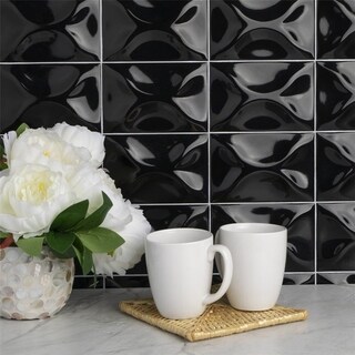 Merola Tile 4x6-inch Leida Nero Ceramic Wall Tile (17 tiles/3.14 sqft ...