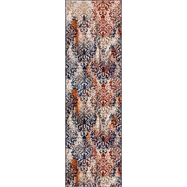 Well Woven Distressed Modern Color Splash Damask Rust Multi Runner Rug ...