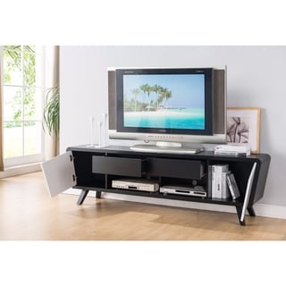 Modish Two Tone TV Stand With Side Doors, Brown and White - Bed Bath ...