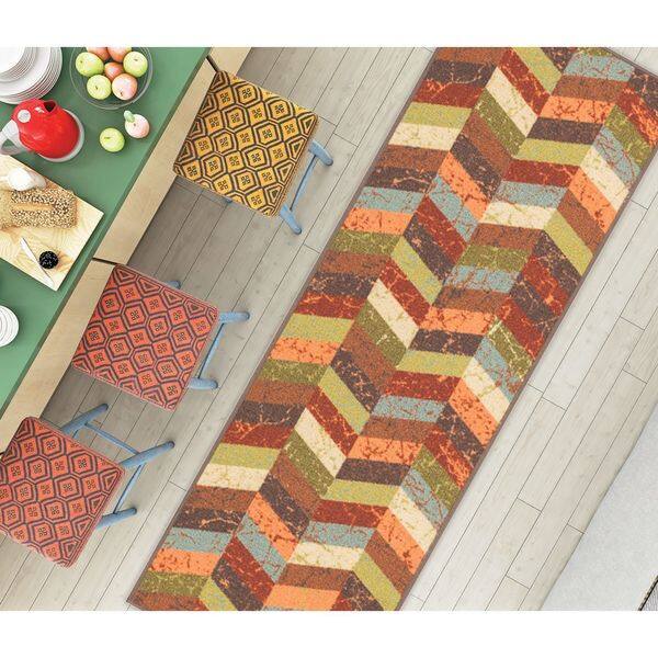 Well Woven Modern Chevron Multi Red Non-Skid Backing Mat Accent Rug - 1 ...