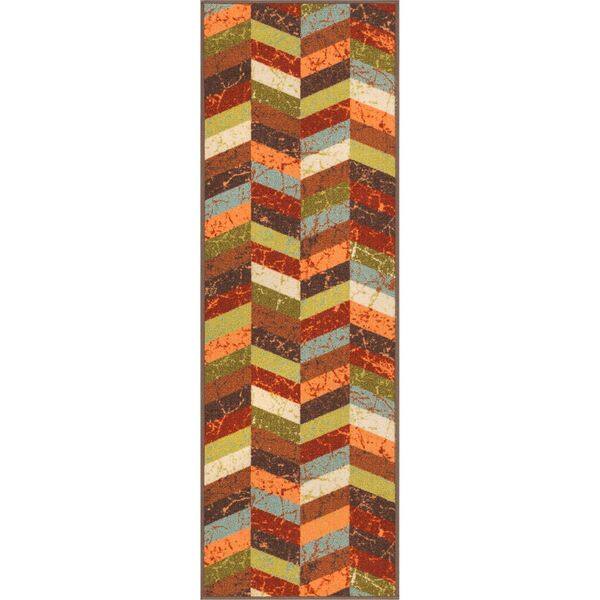Well Woven Modern Chevron Multi Red Non-Skid Backing Mat Accent Rug - 1 ...