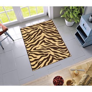 Well Woven Modern Animal Print Zebra Brown Non-Skid Backing Area Rug ...