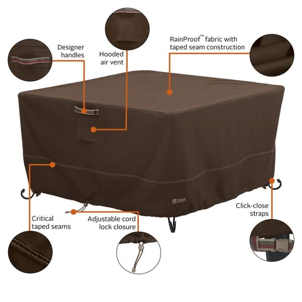 Classic Accessories Madrona Waterproof 42 Inch Square Fire Pit Table ...
