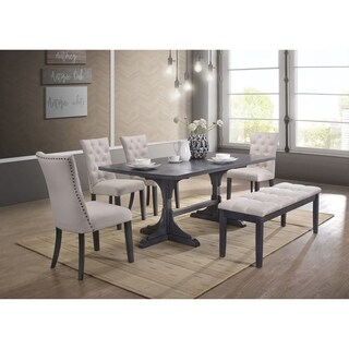 Best Quality Furniture Traditional Rectangular Dining Table, Light Grey ...