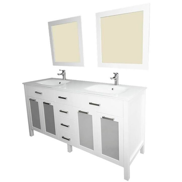 Vittoria 72" Vanity w/ Glass Doors & Glass Sink - Overstock - 18654235