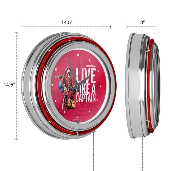 Captain Morgan Chrome Double Rung Neon Clock - Captain Morgan - Bed ...