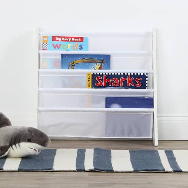 Cambridge Collection Book Rack Storage Bookshelf, White on White - Bed ...