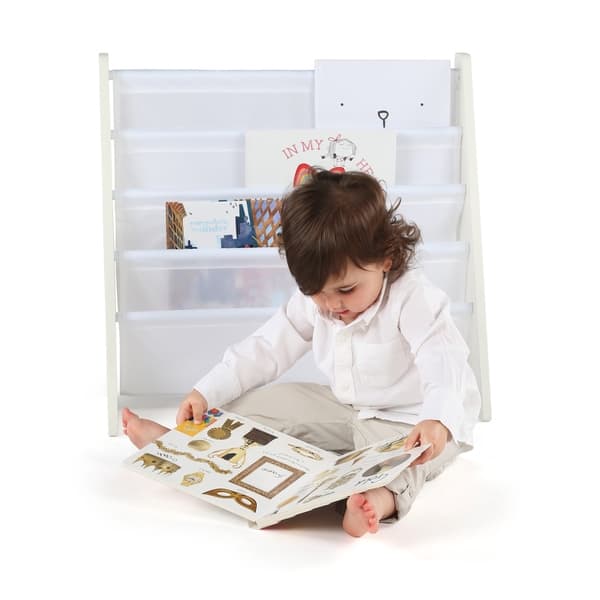 Cambridge Collection Book Rack Storage Bookshelf, White on White - Bed ...