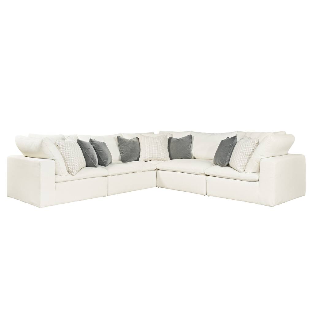Curated Ivory 5-piece Palmer Sectional Sofa - Overstock - 18705739
