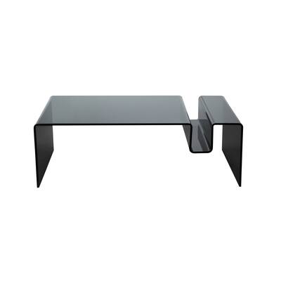 Aurelle Home Clarity Grey Glass Smoked Coffee Table - Overstock - 18706957