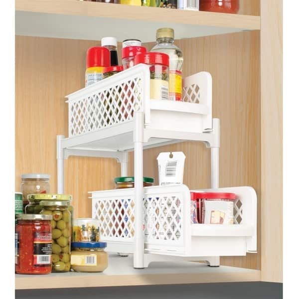 2 Tier Basket Drawers Bathroom Organizer Plastic Storage Organizer ...