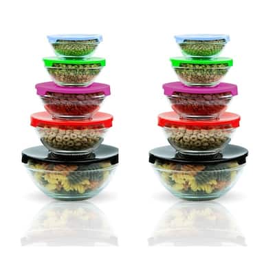 20 Pcs Healthy Glass Food Storage Containers Set With Color Coded Lids ...