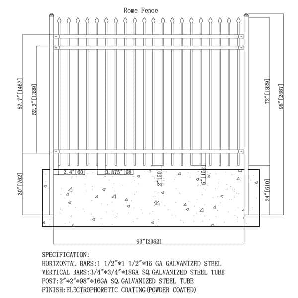 ALEKO Rome Style Self Unassembled Steel Fence 8' x 6' Black - Bed Bath ...