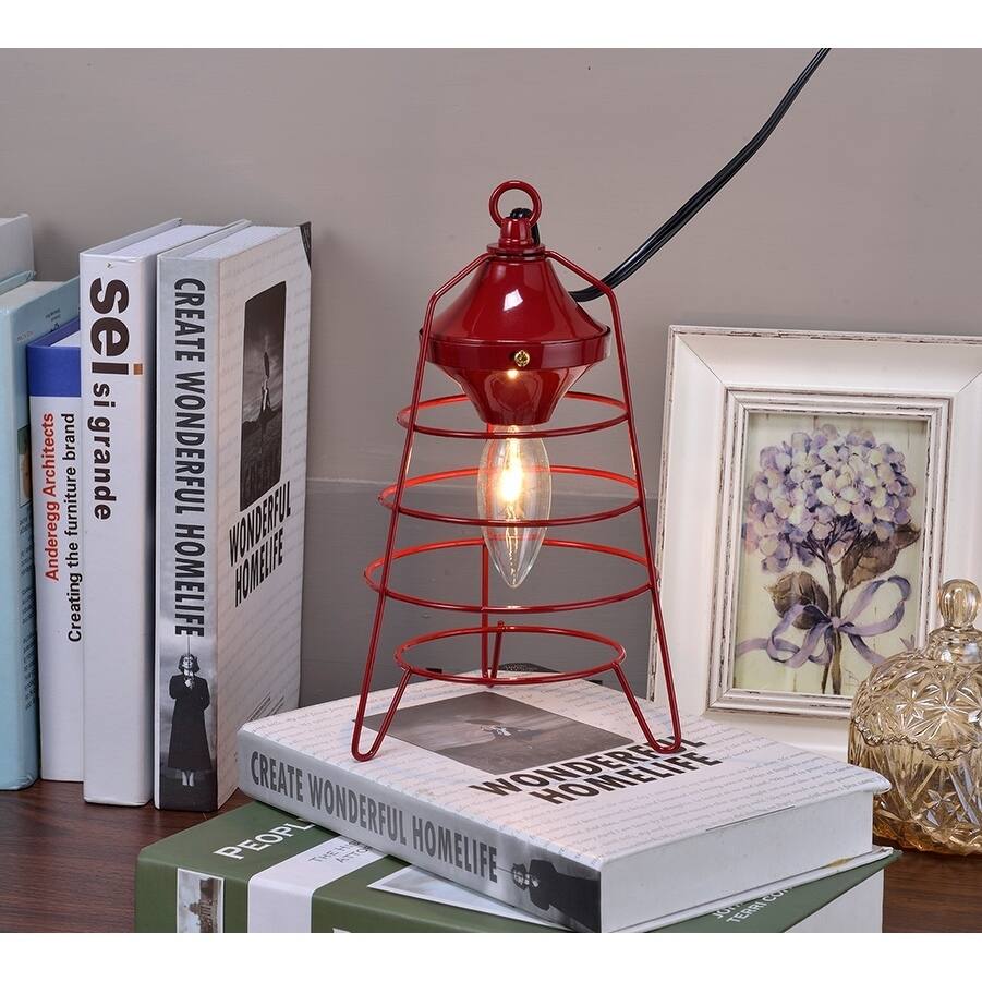 Red Camp Lantern Table Lamp - Overstock - 18806509