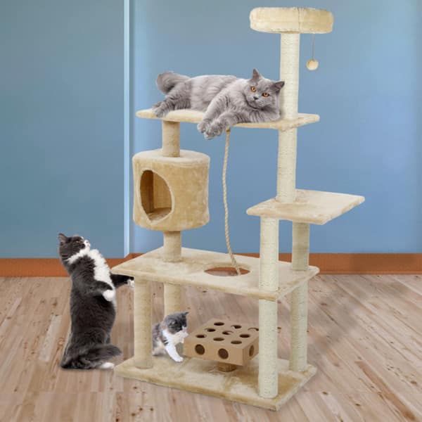 Deluxe Playground Cat Tree House with Cat-IQ Busy Box and Rope (As Is ...