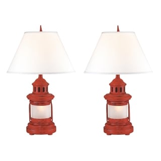 Seahaven Red Antique Ships Lantern Night Light Table Lamp 27" high ...