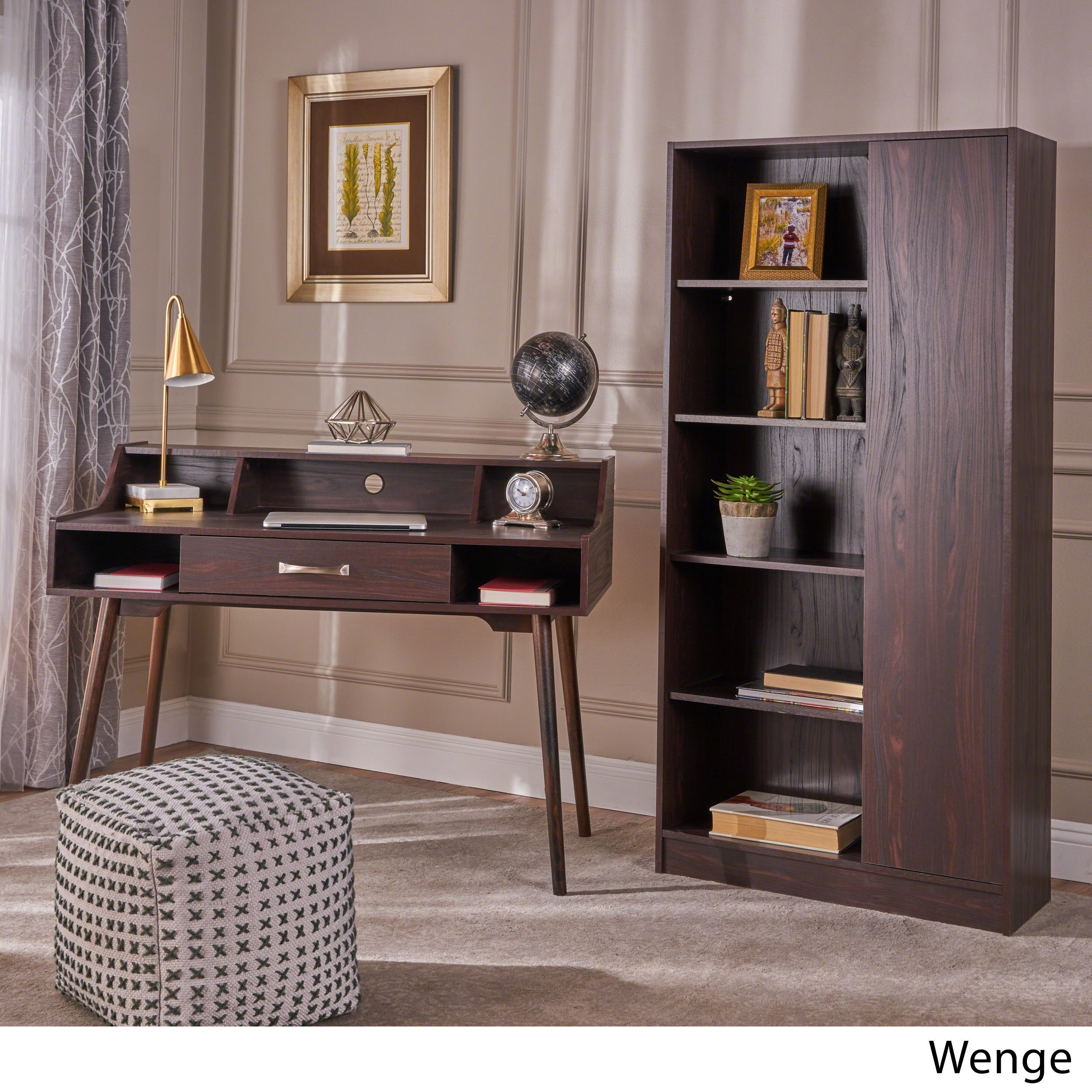 Brenda Mid Century Modern Wood 2 piece Home Office Set by Christopher Knight Home