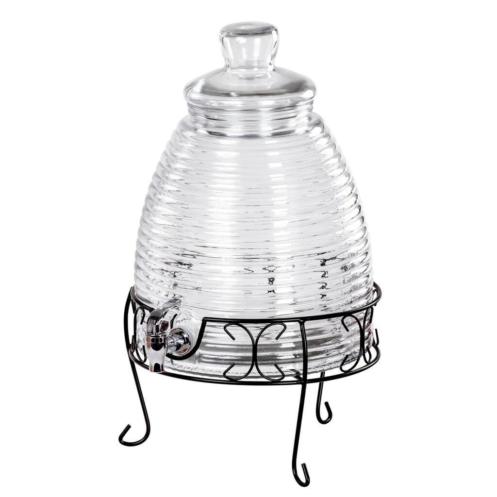 Beehive Glass Beverage Dispenser With Stand 2.4 Gallon Drink Dispenser ...