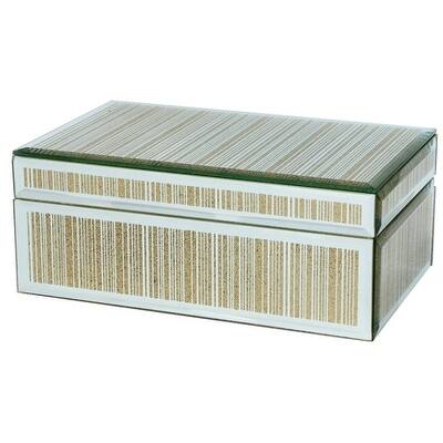 Alluring Mirrored Decorative Box, Beige and White - Overstock - 18841421